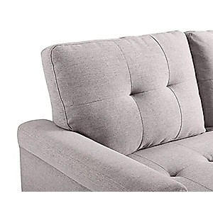 Oadeer Home 86" Reversible Sleeper Sofa with Chaise Storage Sectional, Light Gray