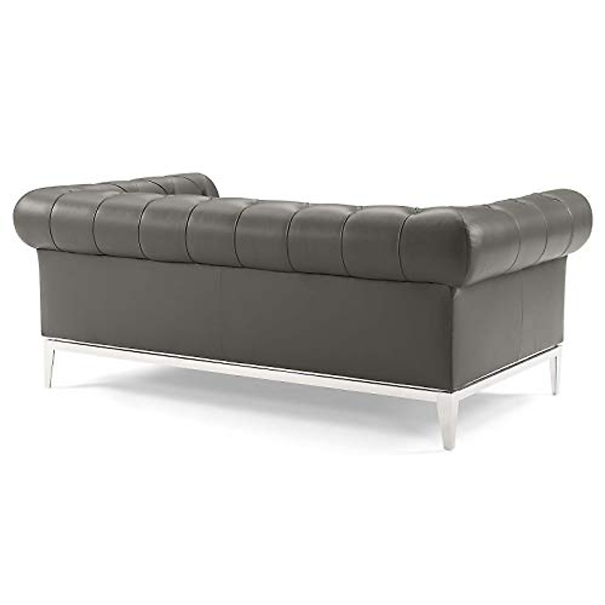 Modway Idyll Tufted Button Upholstered Leather Chesterfield Loveseat, Gray