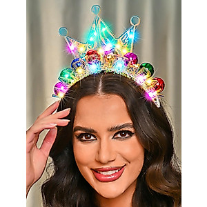 GENBREE Light Up Happy Birthday Headband Birthday Crown Ball Headpiece Party Festival Hair Accessories for Women (Multicolour)
