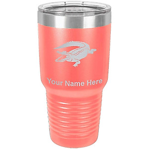 LaserGram 30oz Vacuum Insulated Tumbler Mug, Alligator, Personalized Engraving Included (Coral)