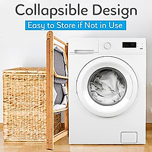 SerenelifeHome 2 Tier Fold Out Floor Standing Bathroom Storage Tower Shelf Collapsible Hamper Shelves Bamboo Wooden Drawers Small Ladder Organizer Shelving Corner Stand Unit for Bedroom Laundry Room