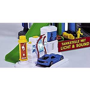 DICKIE TOYS: Majorette Super City Garage Playset with 6 Die-Cast Cars, Parking Building Play World on Seven Floors, 6 Light and Sound Effect Systems, For Ages 3 and up , 128 x 78 x 73 cm