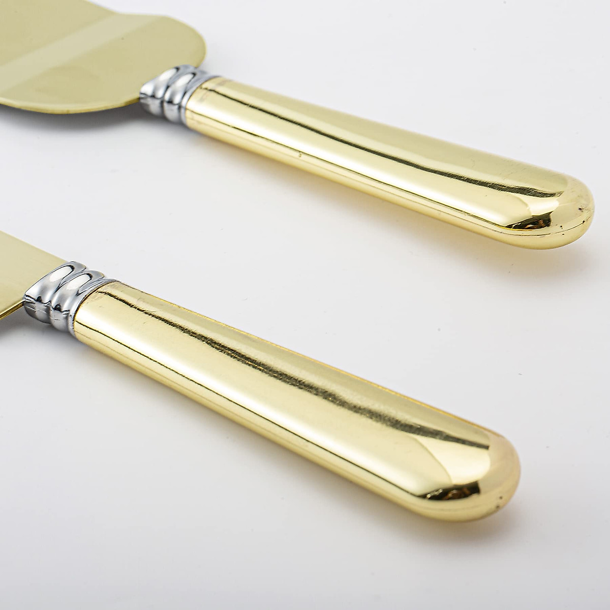 iooiluxry Wedding Cake Knife and Server Set, Cake Cutting Set for Wedding 402 Stainless Steel Blade and ABS Gold Plated Handle Cake Cutter & Pie Server Set for Birthdays, Anniversary, Parties