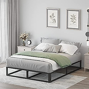 Firpeesy 10 Inch King Bed Frame with Round Corner Edges, Low Profile King Metal Platform Bed Frame with Steel Slat Support, No Box Spring Needed/Easy Assembly/Noise Free Mattress Foundation