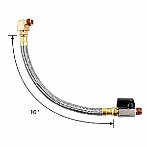 QWORK Extended Tank Drain Valve Assembly Kit for Air Compressor, Including 10 Inches Air Compressor Tank Drain Hose 1/4 inch NPT, 1/4" to 3/8" Brass Adapter and Thread Seal Tape