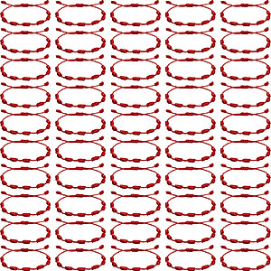 Epakh 50 Pieces Red String Bracelets 7 Knot Braided Bracelet Adjustable Cord Kabbalah Protection Bracelet Handmade Friendship Amulet Good Luck Bracelet for Women Men