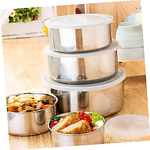 UPKOCH Snack Set Containers Pasta Containers 5pcs Box Food Prep Containers Travel Stainless Steel Bowls Home Accessories Round Crisper Sealing Bowls 5 Piece Set Lunch Box