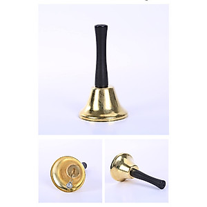 Dzrige Christmas Hand Bell Santa Hand Bell,Super Loud Solid Brass Hand Call Bell with Wood Handle,4.7 Inch Handbell for Christmas,Weddings,Church,School,Service,Game