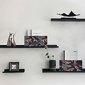 Jungle Night Leaves Storage Basket Felt Storage Bin Collapsible Felt Storage Cloth Baskets Containers Organizer for Kids Bedroom Magazine