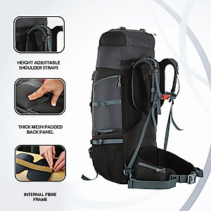 TRAWOC 80L Travel Backpack for Outdoor Sport Camp Hiking Trekking Bag Camping Rucksack HK007 (Grey)