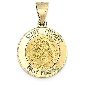 IceCarats 14K Yellow Gold Saint Anthony Medal Necklace Charm Pendant Only