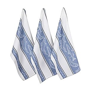 DII Cotton Jacquard Dish Towels, 18x28 Set of 3, Decorative Oversized Kitchen Towels, Perfect Home and Kitchen Gift - Fish