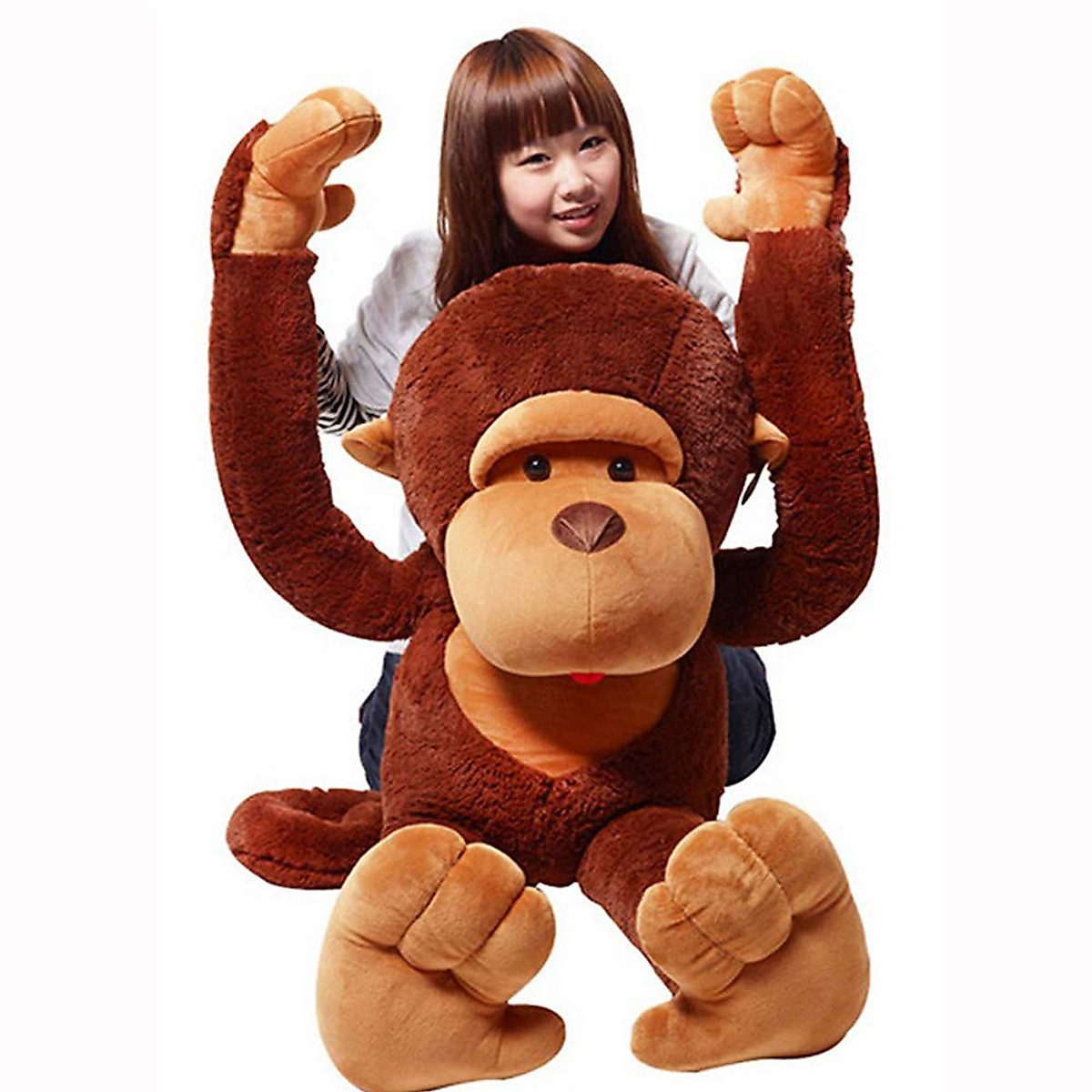 YunNasi Large Stuffed Monkey Giant Monkey Stuffed Animal Big Stuffed Gorilla Plush Toy Gifts for Kids and Girlfriends (43.3 Inches)