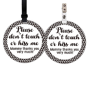 Do Not Touch Baby Signs, 2 Pack Baby Car Safety Signs Tags for Newborn Baby, Stop Touching Baby Car Seat Sign or Stroller Tag - No Touching Tag for Baby Car Accessories.