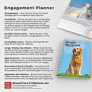 Golden Retrievers | 2023 6 x 7.75 Inch Spiral-Bound Wire-O Weekly Engagement Planner Calendar | New Full-Color Image Every Week | BrownTrout | Animals Dog Breeds Pets