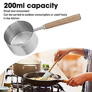 Small Milk Pan, Butter Melting Pot, 200ml Stainless Steel Portable Milk Pot Butter Warmer Small Cooking Pot for Boiling Milk, Sauce, Gravies, Pasta, Coffee, Tea, Soup