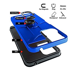 GAMEMIUZ T-Mobile Revvl 6 5G Case, TCL Revvl 6 Case with [3X Tempered Glass Screen Protector], Built-in Ring Kickstand and Magnetic Car Mount Shockproof Dropproof Armor Case for Revvl 6 - Blue