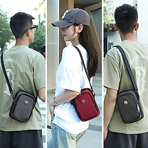 Sentient Wolf Unisex Casual Fashion Multifunctional Mini Shoulder Bag Crossbody Bag Travel Passport Wallet Bag (Army Green)