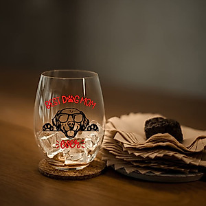 Perfectinsoy Dog Mom Ever Wine Glass with Gift Box, Cute Golden Retriever Themed, Dog Lover Gifts for Her, Dog Moms, Grandma, Wife, Sister, Wine Glass Gift for Dog Lovers