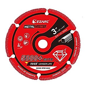 EZARC Diamond Cutting Wheel 3 x 3/8 Inch for Metal, Cut Off Wheel with 5000+ Cuts on Rebar, Steel, Iron and INOX