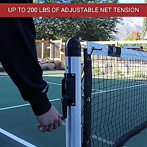 Dominator In Ground Pickleball System - Includes Two Heavy Duty Round Pickleball Posts with Net and Sleeves - Aluminum, Rust Free, and Follows USAPA Standards