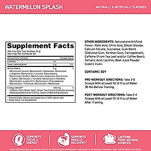 Optimum Nutrition Amino Energy + Electrolytes Powder - Pre Workout, BCAAs, Amino Acids, Keto Friendly, Energy Powder - Watermelon Splash, 65 Servings