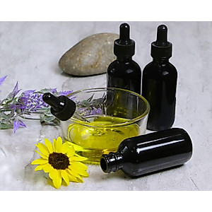 Brilliant Black 2-ounce Boston Round Tincture Bottles With Droppers- Black Glass Droppers for Essential Oils and Serums-Not Painted or Coated Complete UV Protection Bundled In 24 Pack For Bulk Needs