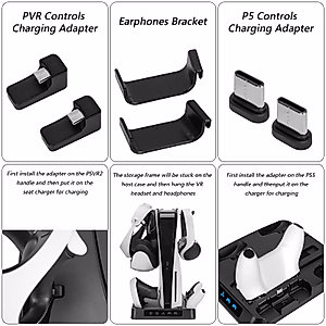 Geekria Charging Station Compatible with PSVR2, PS5, Sony PlayStation VR2 Dual Charging Dock Charging Stand Gamepad Show Case Gaming Accessories with Host Cooling Fan (Black)