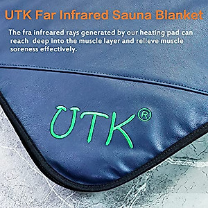 UTK Infrared Sauna Blanket, Portable Sauna Blanket for Home, Full Body & Mind Relax and Detoxify, Pain Relief, Sweat Fast, Updated Natrural Jade Stones & 850nm Bio-Photon, Deep Sleep, Blue(71''x71'')