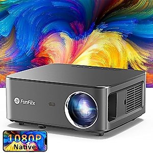 1080P Native 5G Projector with WiFi and Bluetooth,FunFlix 600 ANSI High Brightness Projector,Movie Outdoor Projector,4K Support, 300 Inch,Dust-Proof Projector for HDMI, USB, Phone, Laptop, TV Stick