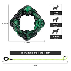 Anhozuo Dog Chew Toys for Aggressive Chewers Large Breed, Tough Durable Dog Toys, Real Bacon Flavor Skull Dog Chew Toys with 6 FT x 1/2" Durable Slip Lead Dog Leash
