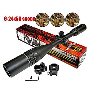 LT 4-16X50/6-24x50 Hunting Rifle Scope with Multi-Coated Lenses, Tri-Color Illuminated Reticle and AO Adjustment (6-24x50)