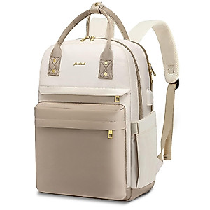 Laptop Backpack Women Student Bookbag: 15.6 Inch Stylish Nurse Computer Back Pack Teacher Travel Bags with USB Charging Port Casual Backpack Small Business Work Book Bags for College School Gift Khaki