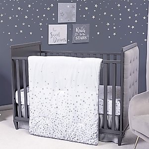 Trend Lab Sprinkle Stars 3 Piece Crib Bedding Set, Gender-Neutral Color Palette, Includes Quilt, Fitted Crib Sheet and Skirt