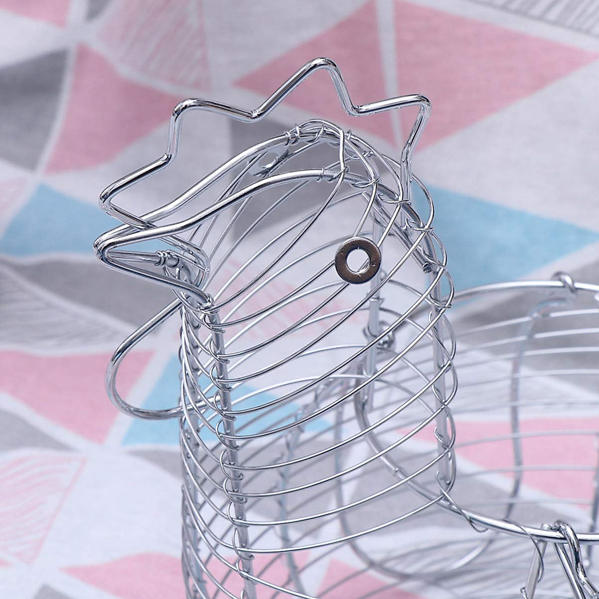 Hemoton Chicken Shaped Egg Holder Creative Iron Eggs Storage Basket Metal Wire Hen Egg Basket Vegetables Container Farmhouse Decor (Silver)