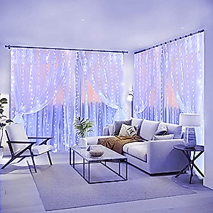 SVNOOC 300LED Fairy Curtain Lights USB Plug in 8 Modes Window Wall String Hanging Lights with Remote for Bedroom, Indoor, Outdoor, Weddings, Christmas, Party Decorations (Fairy White Cold)