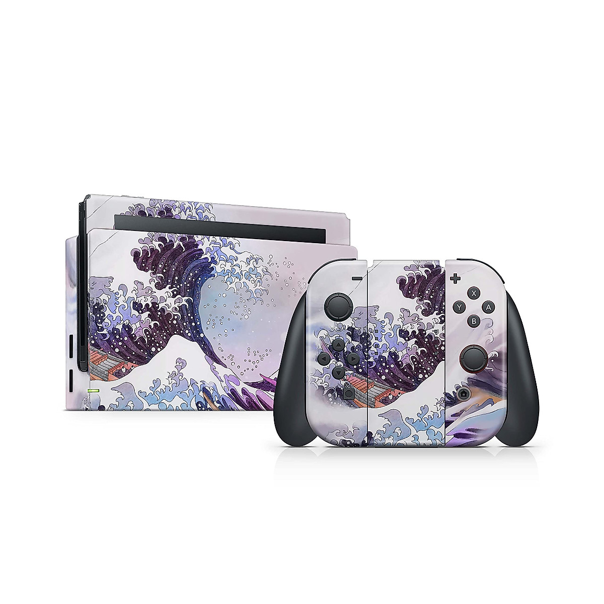 Tacky Design Watercolor Skin Compatible with Nintendo Switch Skin Wrap Cover, Wave Off Kanagawa Skin for Nintendo Switch Stickers, Premium Vinyl 3M Full Wrap Decal.
