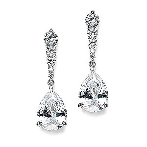 Mariell Cubic Zirconia Wedding Drop Earrings, Teardrop CZ Crystal, for Brides, Bridesmaids, Prom Gift