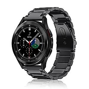 Fintie Band Compatible with Samsung Galaxy Watch 5 Pro 45mm, Watch 5/4 40mm 44mm, Watch 4 Classic 42mm 46mm, 20mm Stainless Steel Metal Bands Replacement Bracelet Strap, Black