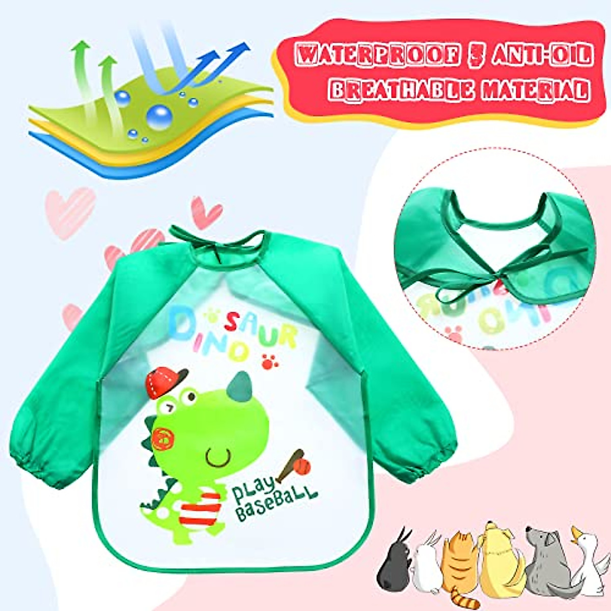 36 Pcs Kids Art Smocks Bulk Toddler Smocks for Painting Waterproof Children's Paint Aprons Colorful Washable Long Sleeve Smocks Arts and Crafts Supplies for Classroom Baby Boys Girls Aged 1-4 Years
