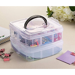 Juvale Plastic Craft Organizer Box with 6 Compartments (6 Inches, 2-pack)
