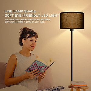 Floor Lamps for Living Room, Modern Standing Lamp with Bulb(12W, 2700K), Black Lamp Shades, Foot Switch, Simple Pole Lamps Corner Lamp for Bedroom,Office, Living Room, Den, Bright Reading Floor Lamp