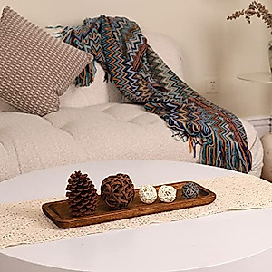 Athaliah Wooden Tray, 18 Inches Rustic Wood Decorative Trays, Natural Hand Carving Solid Wood Long Tray for Table Centerpiece, Kitchen Counter, Home Decor, Bathroom