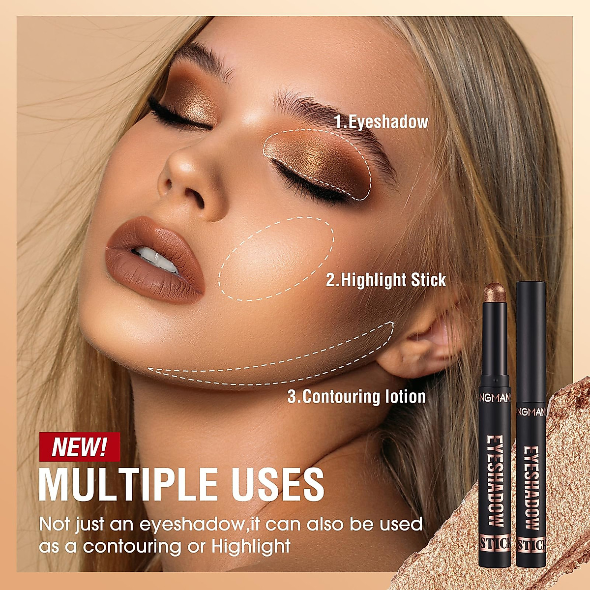 BestLand 8 Pcs Cream Eyeshadow Stick, Highlighter Makeup Stick Set Long-Lasting Waterproof, Crease-proof, Blendable Eye Shadow Applicator Sticks Eyeliner Pen Eye Makeup (Color Set A)