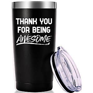 AMZUShome Thank You for Being Awesome Travel Mug Tumbler.Thank You Gifts,Inspirational Appreciation Graduation Christmas Birthday Gifts for Men Women Boss Coworker Friends(20oz Black)
