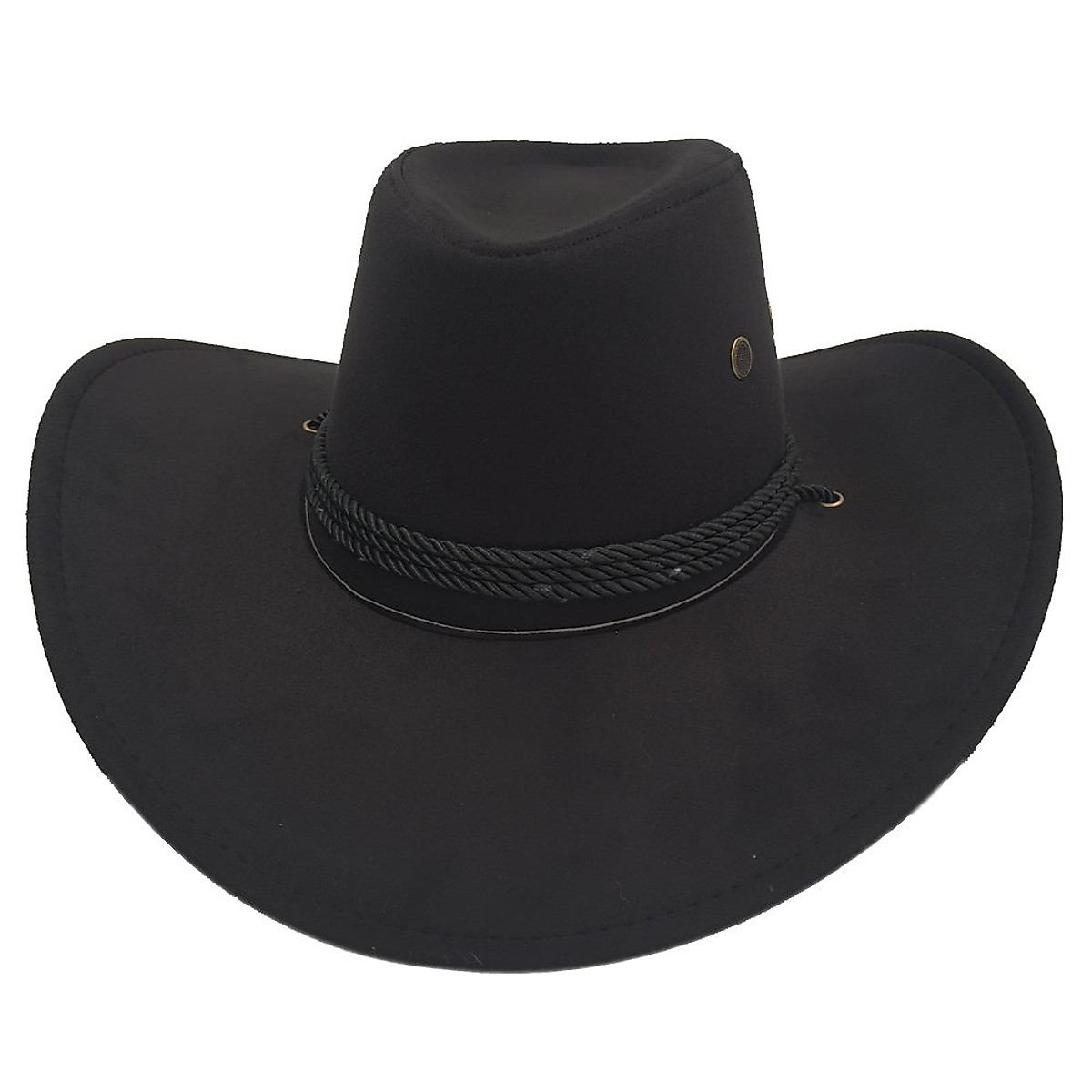 Sandy Ting Men's Outback Faux Felt Wide Brim Western Cowboy Hat (Black)