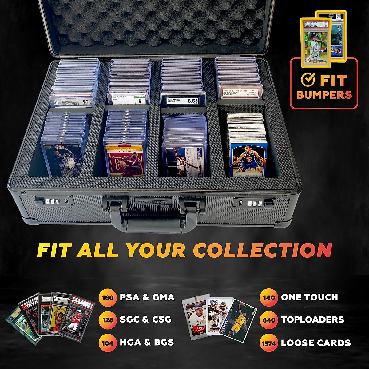 Panopply SLAB ARMOR 160+ 4 Row Psa Graded Card Storage Box Graded Card Case Psa Slab Case for Graded Cards Psa Card Case Baseball Card Cases for Sports Cards Storage Sports Card Case (BLACK)