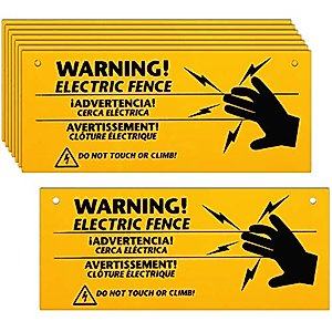 8 Pieces Electric Fence Warning Signs 10 x 4 Inch Plastic Electric Fence Safe Signs Caution Warning Sign for Danger Electric Fence Sign Farm Home