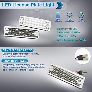 MbuyDIY LED License Plate Light Lamp Assembly Compatible with 1996-2023 4Runner 2008-2022 Sequoia 6000K White, Pack of 2