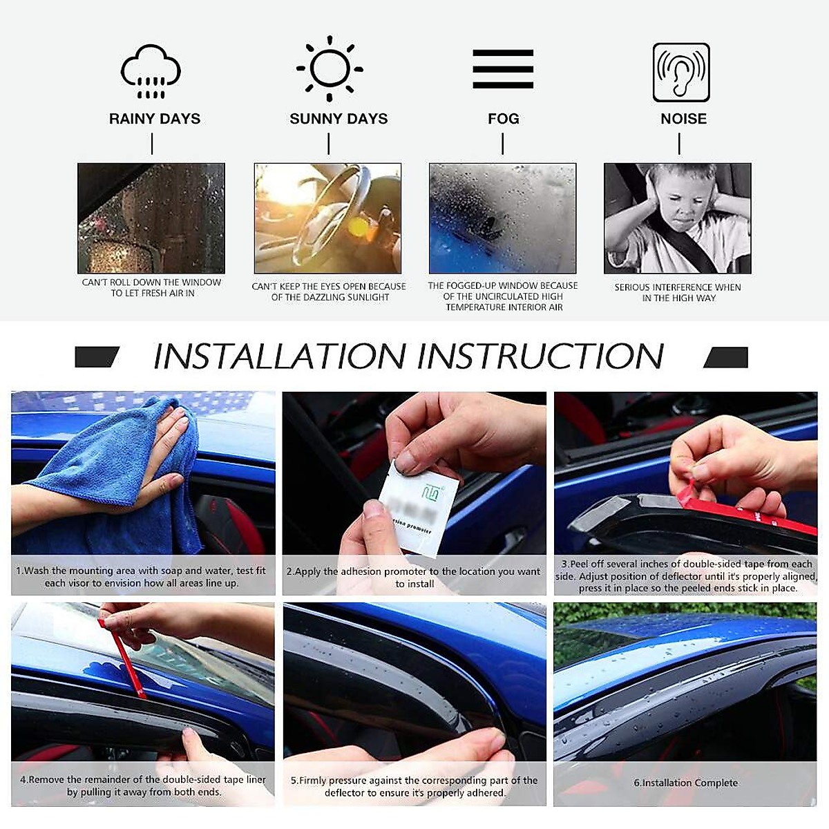 Window Visor Compatible with 1997-2003 Ford F150 F250, Slim Style Acrylic Smoke Tinted 4PCS Sun Rain Shade Guard Wind Vent Air Deflector by IKON MOTORSPORTS, 1998 1999 2000 2001 2002